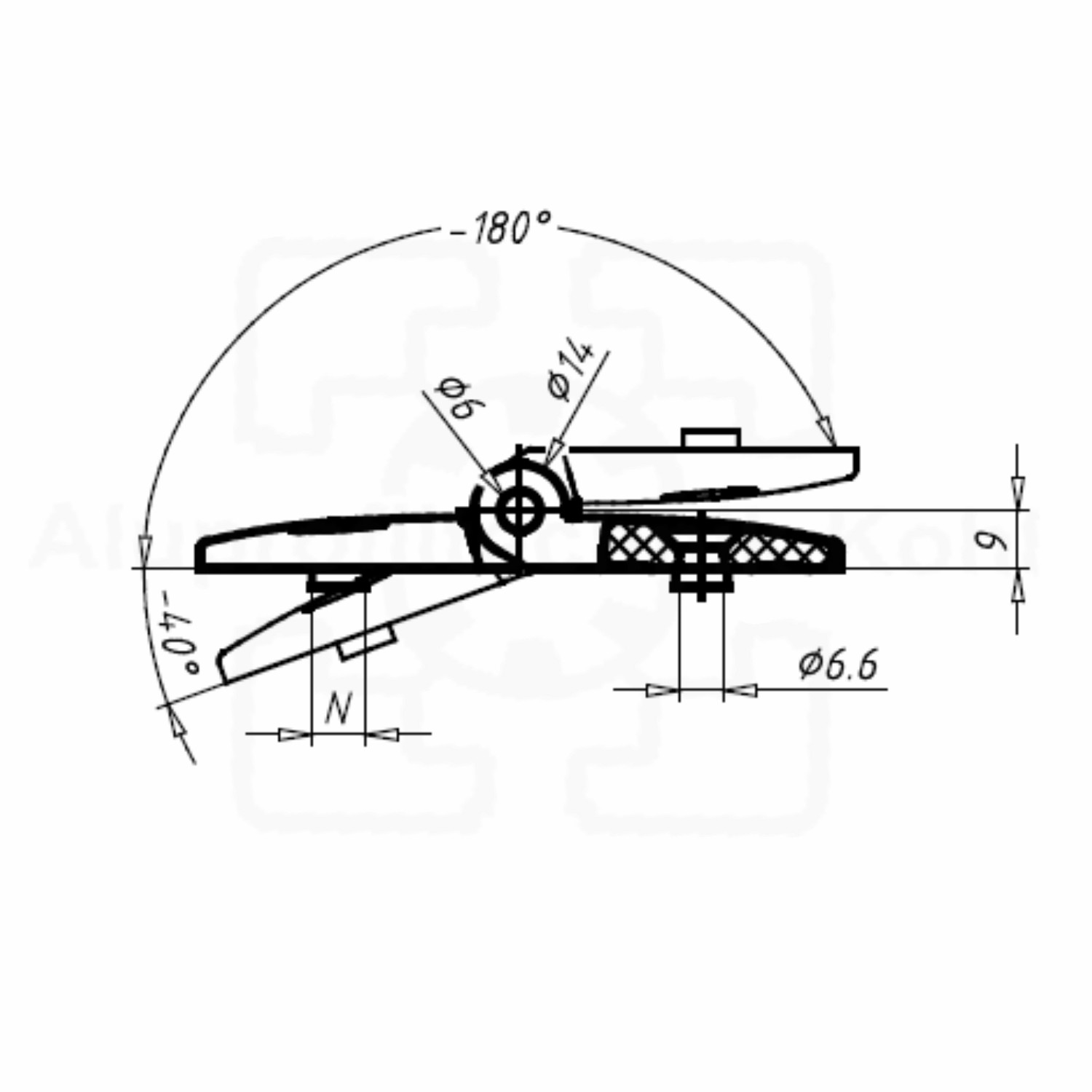 Aluprofiltechnik - Scharnier Kunststoff Profil 45 Nut 10 BP45N10